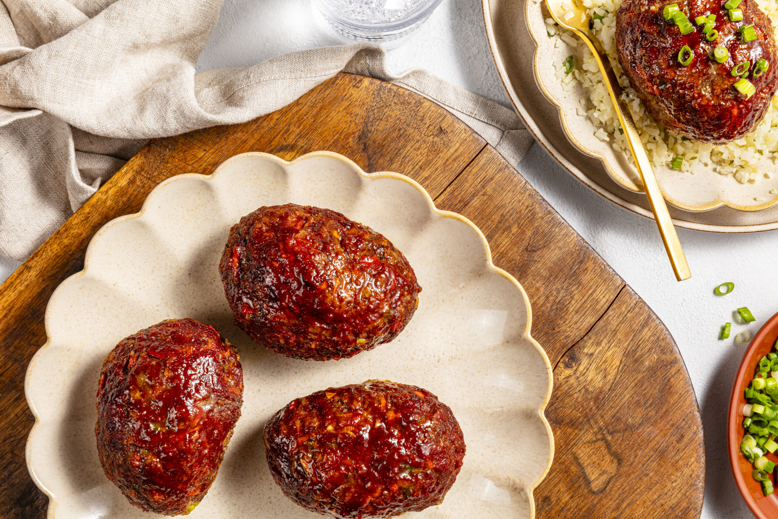 Korean Mini Meat Loaves with Cauliflower Rice
